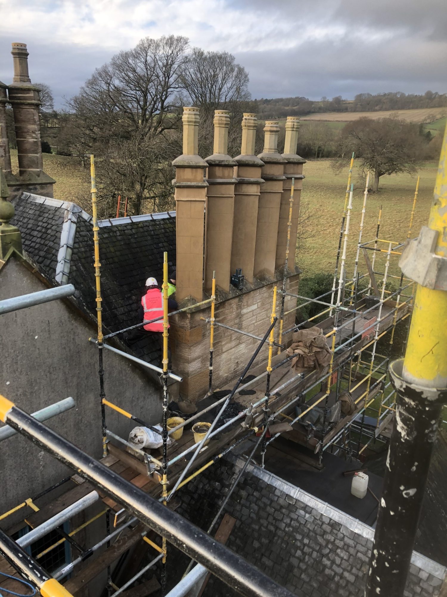 Bonnytoun House | Chimney render and masonry works - Mary Thorburn Ltd