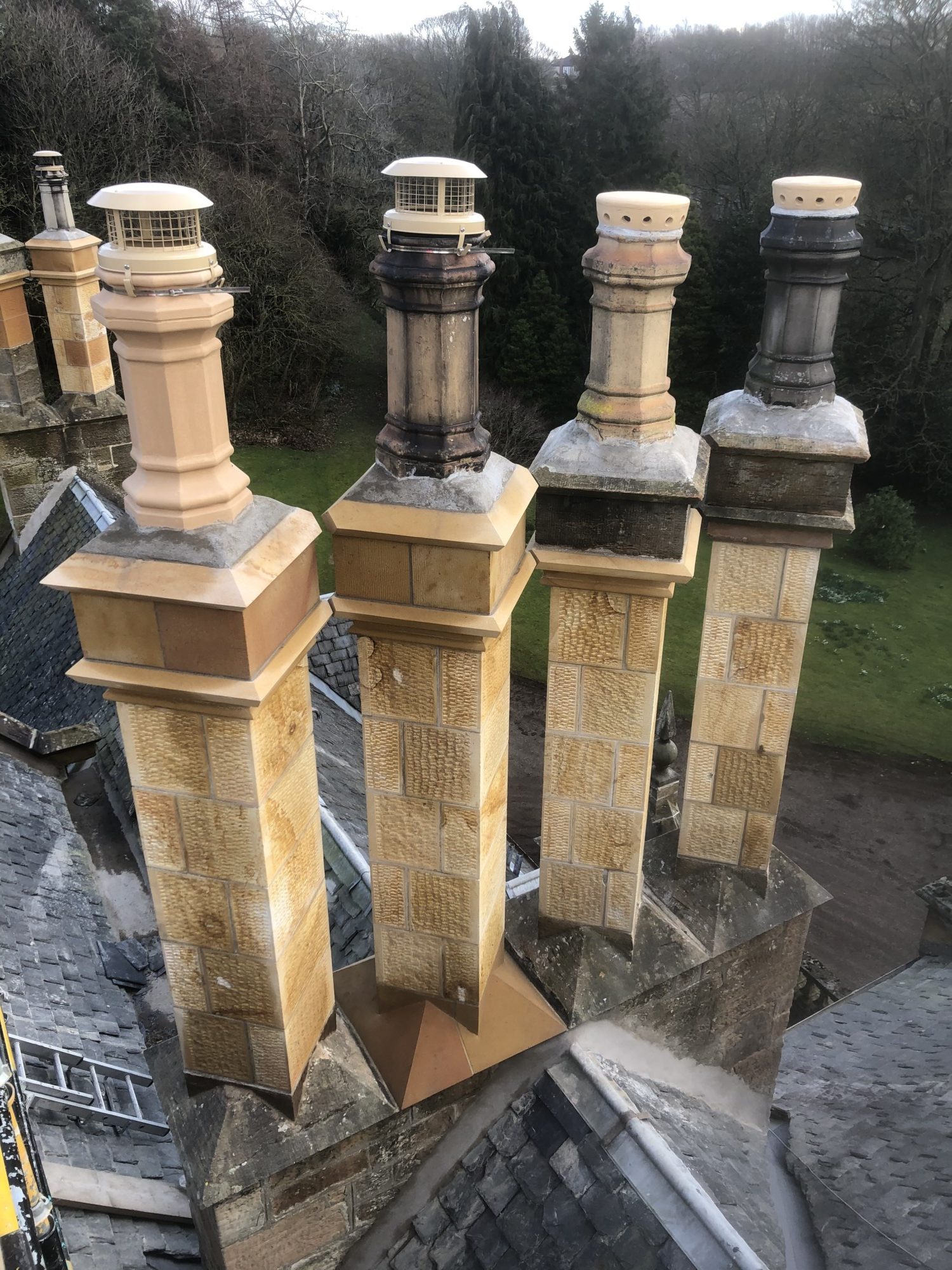 Bonnytoun House | Chimney render and masonry works - Mary Thorburn Ltd